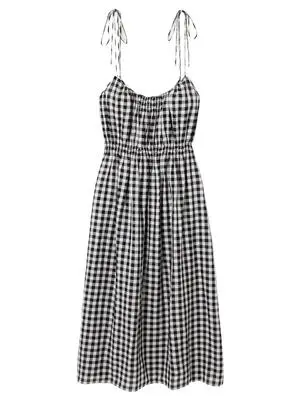 DÔEN Leslie Tie-front Gingham Dress - Black