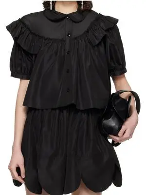 Simone Rocha Ruffled Peter Pan Collar Shirt - Black