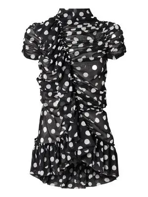 Dries Van Noten Polka Dot Ruffled Shirt - Black