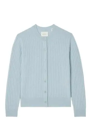 DÔEN Long Sleeve Ribbed Cardigan - Light Blue