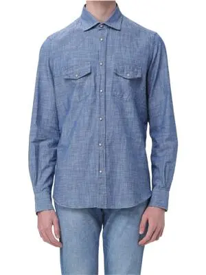 Eleventy Western-style Press-stud Shirt - Blue