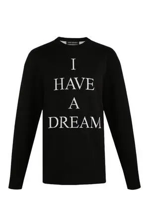Neil Barrett I Have A Dream" Round Neck Long Sleeve Sweater - Black