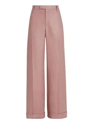 Brunello Cucinelli Diagonal Flared Trousers With Monili Decoration - Pink