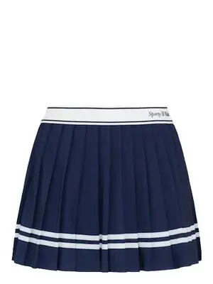 SPORTY  RICH Sporty & Rich Pleated Logo Mini Skirt - Blue