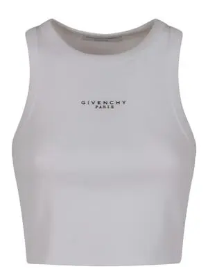 Givenchy Paris Logo Detailed Ribbed Tank Top - White
