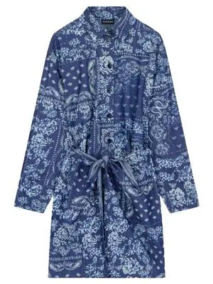 Emporio Armani Bandana Print Tie-front Asymmetrical Shirt Dress - Blue