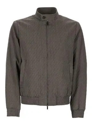 Emporio Armani Textured Stand-collar Jacket - Grey