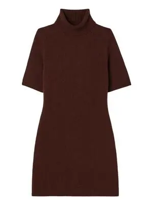 DÔEN Agathe Cashmere Turtleneck Mini Dress - Dark Ochre