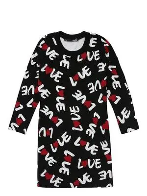 Moschino Long-sleeved Slogan Dress - Black