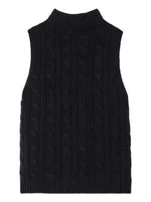 Arch4 Cassie Cable Knit Cashmere Blend Vest - Black