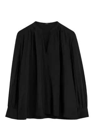 JOSEPH V-neck Balloon Sleeve Blouse - Black