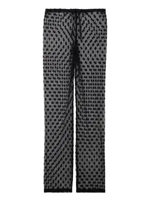 Dries Van Noten Polka Dot Mesh Wide-leg Pants - Black