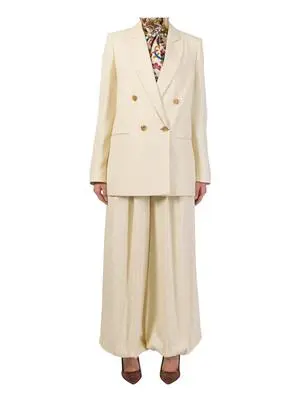 Etro Etro Double Breasted Blazer With Paisley Print Ivory