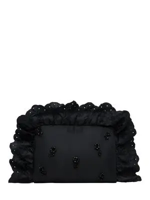 Simone Rocha Beaded Floral Appliqué Pillowcase Clutch - Black
