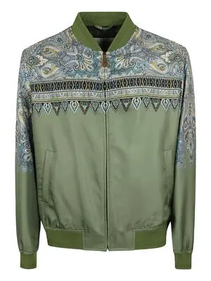Etro Paisley Print Bomber Jacket - Green