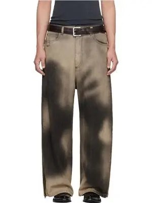 LU'U DAN Side Zip Faded Jeans - Brown