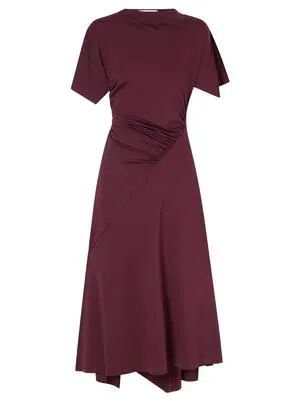 Victoria Beckham Draped Satin-jersey Midi Dress - Burgundy