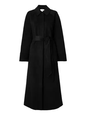 Tove Long-sleeved Belted Coat - Black