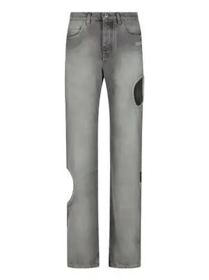 Off-White Off-White Straight Leg Cut-Out Jeans Grey