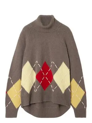 ARCH4 ARCH4 Courchevel Embroidered Argyle Cashmere Sweater