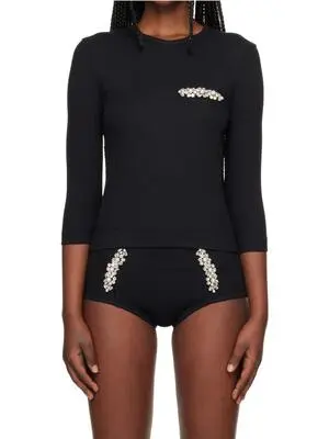 Simone Rocha Embellished Round Neck Top - Black