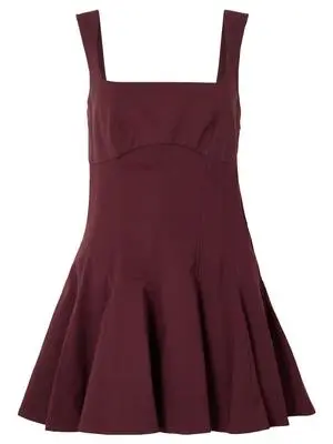 Simkhai Emslie Paneled Pleated Mini Dress - Burgundy