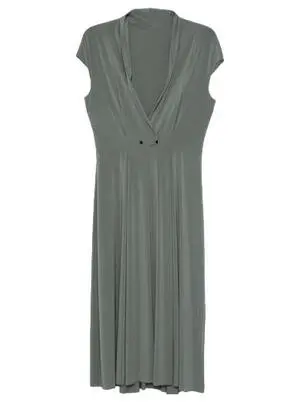 Alberta Ferretti V-neck Pleated Midi Dress - Grey