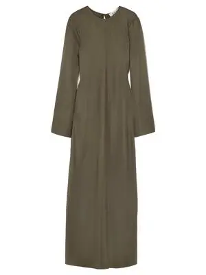 RÓHE Round Neck Long Silk Twill Dress - Brown