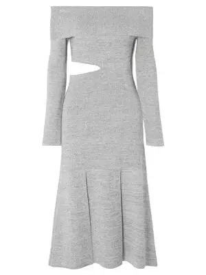 Proenza Schouler Off-shoulder Cutout Midi Dress - Grey