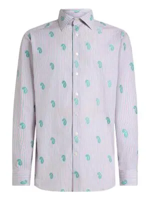 Etro STRIPED COTTON JACQUARD SHIRT WITH FIL COUPÉ PAISLEY Multicolor