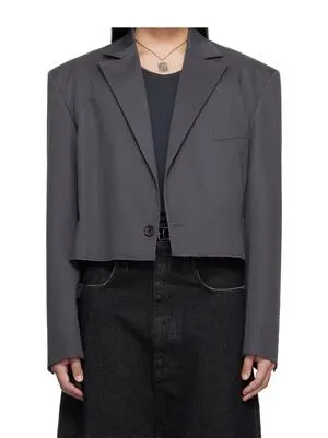 LU'U DAN Slashed Suit Jacket - Slate Grey