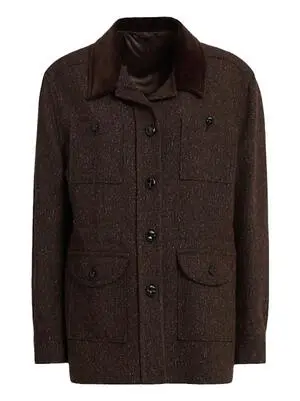 BLAZÉ MILANO Wool Blend Jacket With Button Details - Black