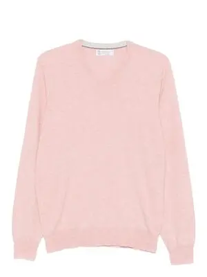 Brunello Cucinelli Brunello Cucinelli V-Neck Cashmere Sweater Pink
