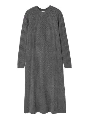 LISA YANG Lisa Yang Nyla Cable-Knit Cashmere Midi Dress Gray