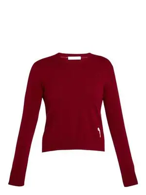 Erdem Long-sleeved Cashmere Knit Sweater With Embroidered Floral Detail - Red