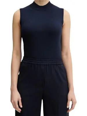 Max Mara Sleeveless Vest With Elastic Ribbed Neckline - Black