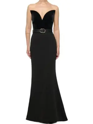 Roland Mouret Structured Plunge Velvet Top - Black
