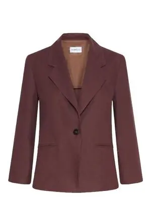 Marella Single-breasted Linen Blazer - Brown