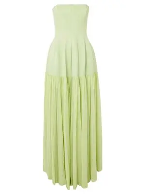 Simkhai Pleated Strapless Maxi Dress - Green
