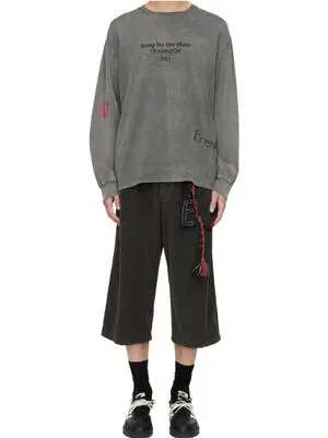 SONG FOR THE MUTE Scribble Oversized Crew Neck Pullover - Grey