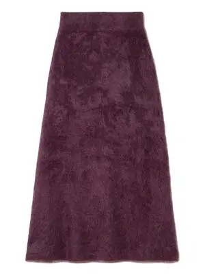 LISA YANG Asta Brushed Cashmere Midi Skirt - Red
