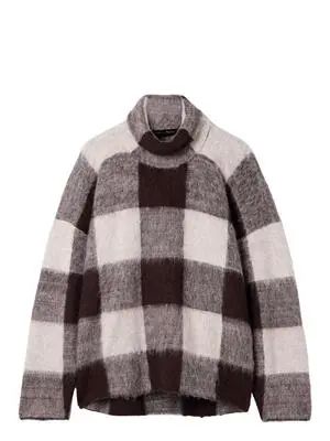 Proenza Schouler Kai Checked Brushed Knitted Turtleneck Sweater - Gray