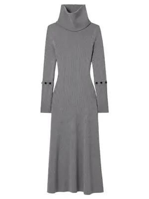Proenza Schouler Ribbed Knit Turtleneck Dress - Grey