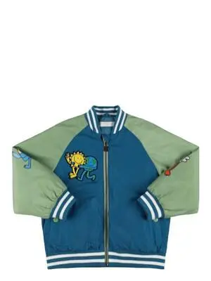 Stella McCartney Stella McCartney Embroidered Patch Bomber Jacket Blue