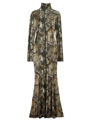 Norma Kamali Long Sleeve Turtleneck Fishtail Gown - Trees