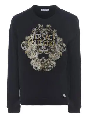 Versace Patterned Crewneck Pullover - Black