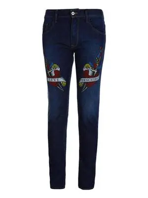 Moschino Heart Print Denim Jeans - Black