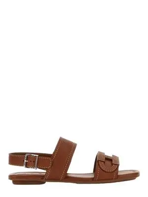 Hogan Buckled Square Toe Sandals - Brown