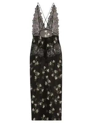 Dolce & Gabbana Violets-print Lace Insert Dress - Multi-color