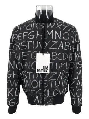 Moschino Long-sleeve Zip-up Printed Jacket - Black